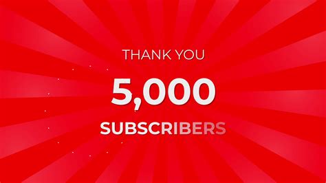 Thank You 5000 Subscribers Text On Red Background With Rotating White