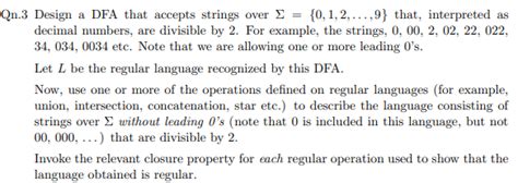 Solved Qn Design A Dfa That Accepts Strings Over Chegg