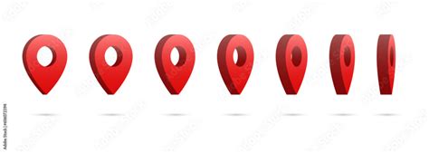 Location Pin Icon Set Map 3d Pins Isometric Red Map Pointers