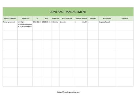 Excel Template Contract Management FREE
