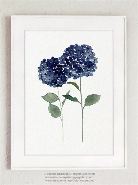 Hydrangea Wall Art Hydrangea Art Print Blue Hydrangea Flower