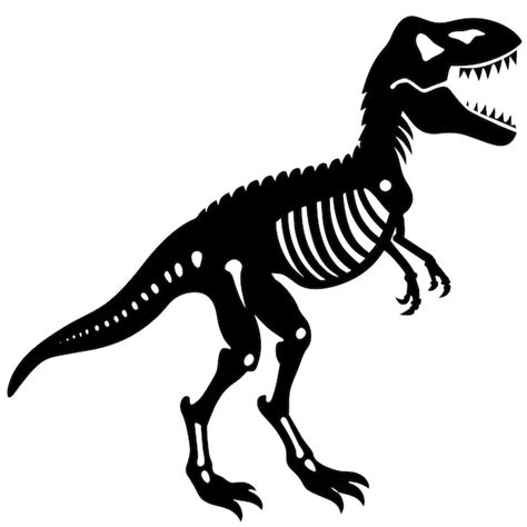 공 골격 T Rex 아이콘 검은색 터 검은색 실루 색 배경 프리미엄 벡터