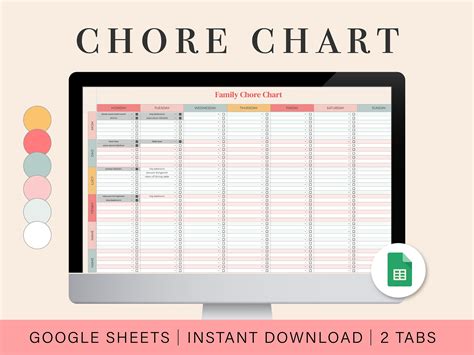 Excel Chore Chart Template Chore Chart Template Family Print