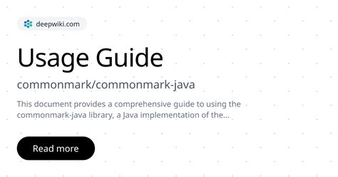 Usage Guide Commonmarkcommonmark Java Deepwiki