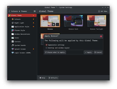 what switching between the dark light breeze global themes does could