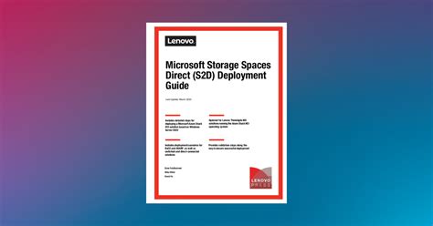 Microsoft Storage Spaces Direct S D Deployment Guide Lenovo Press