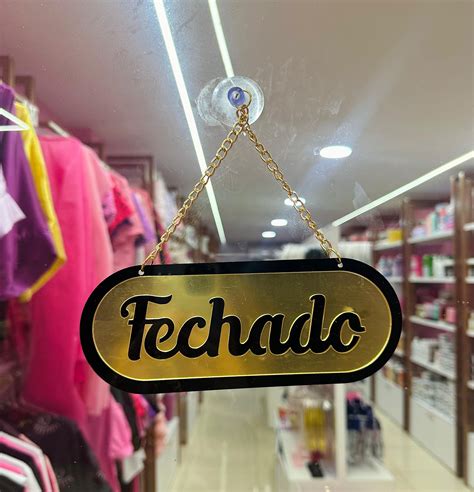 Placa De AcrÍlico Aberto Fechado Loja Rosa