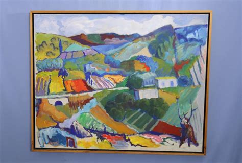 Gemälde Hügellandschaft Acryl Auf Leinwand Signiert Acheter Sur
