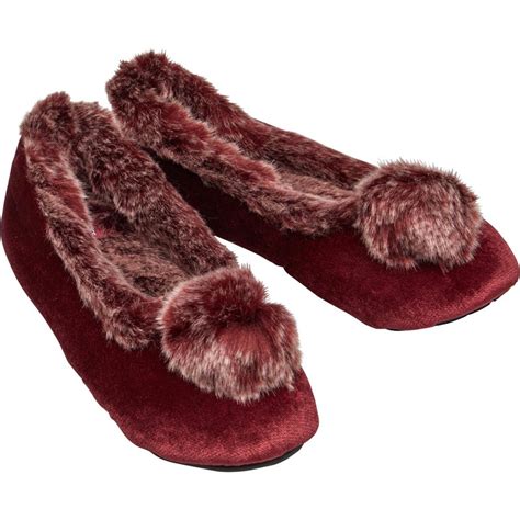 Buy Bedroom Athletics Womens Willow Velvet Ballerina Slippers Plum