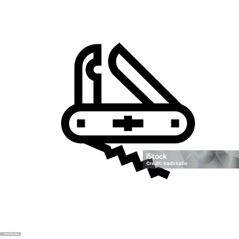 육군 칼 라인 아이콘 디자인 픽셀 완벽 편집 가능한 스트로크 로고 기호 기호 군인 군대 블레이드 헌터 가위에 대한 스톡 벡터