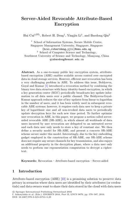 pdf server aided revocable attribute based encryption