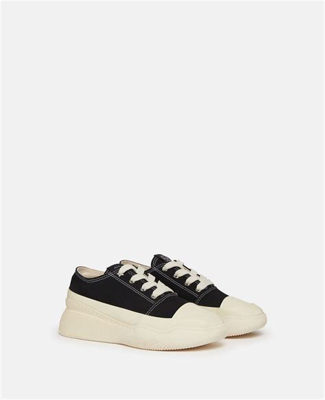 Women 블랙크림 루프 캔버스 로우탑 트레이너 Stella Mccartney Kr