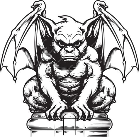 Stonework Sentry Vector Icon Depicting Gargoyle Full Body Statue