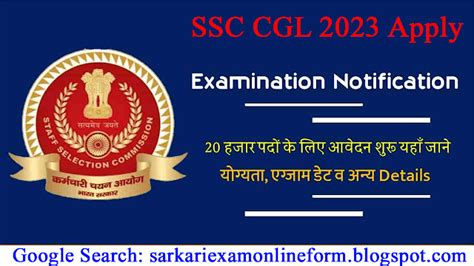 SSC CGL Notification Out Exam Date Online Form Starts Apply Online