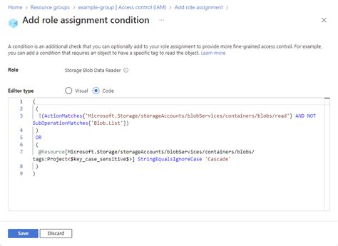 add or edit azure role assignment conditions using the azure portal azure abac microsoft learn