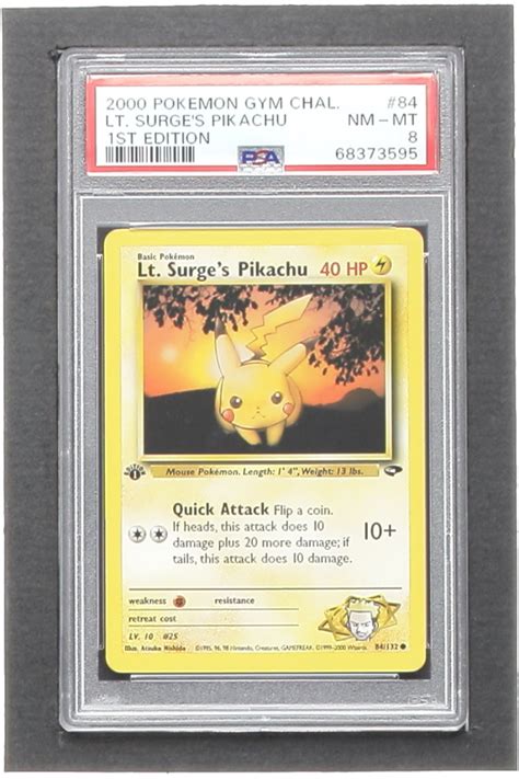 Lt Surges Pikachu 2000 Pokemon Gym Challenge 1st Edition 84 Psa 8