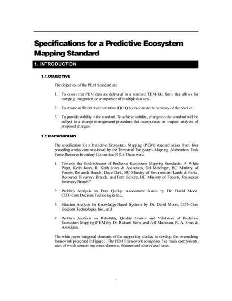 Specifications For A Predictive Ecosystem Mapping Standard