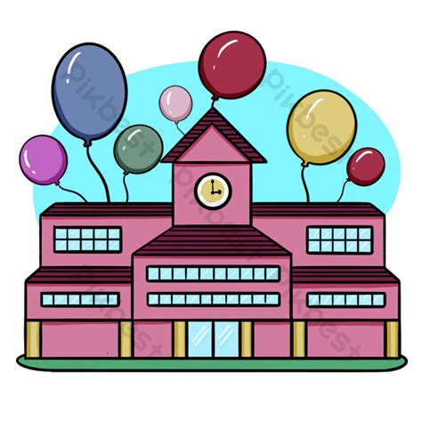 ภาพอาคารเรียน การ์ตูน โรงเรียน ห้องเรียนเทมเพลต แบบ Psd ดาวน์โหลดฟรี