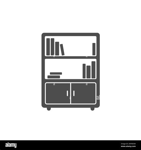 Bookcase Silhouette Vector Icon Isolated On White Stock Vector Image