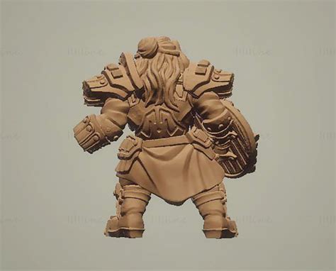 Dwarf Defender Female With Broadsword 3d Printing Model Stl