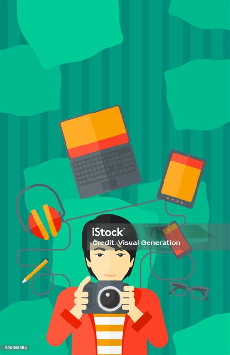 Pria Memegang Kamera Ilustrasi Stok Unduh Gambar Sekarang Desain