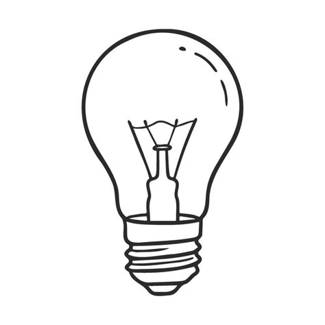 Hand Drawnlight Bulb In Simple Black And White Line Art Style 68551341