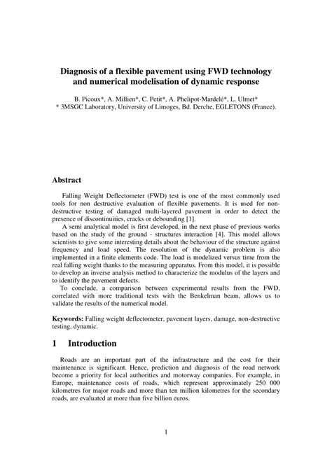 Pdf Diagnosis Of A Flexible Pavement Using Fwd Technology And Numerical Modelisation Of