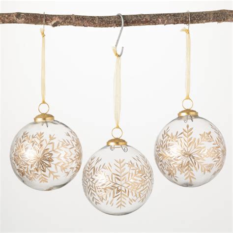 Clover Lane 3 Piece Good Tidings Snowflake Ball Ornament Set Wayfair