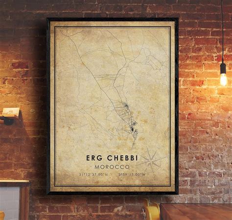 Erg Chebbi Map Print Canvas Erg Chebbi Map Morocco Map Art Erg