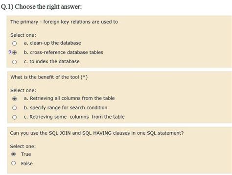 solved choose the right answer the primary foreign key relations are