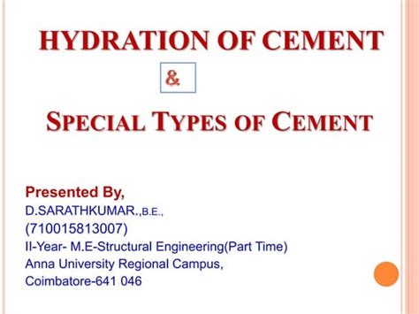 Hydration Of Cement Ppt