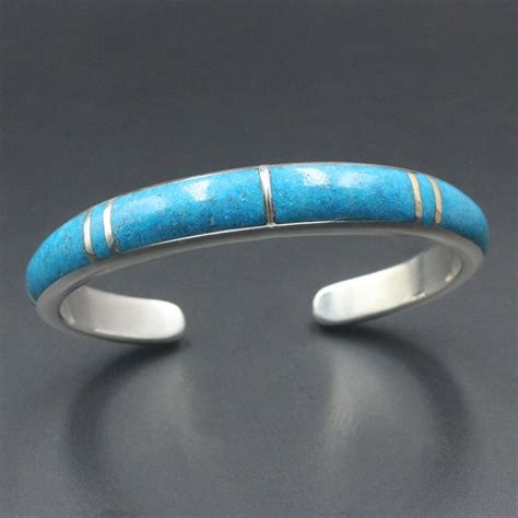 Turquoise Silver Men Cuff Bracelet Etsy
