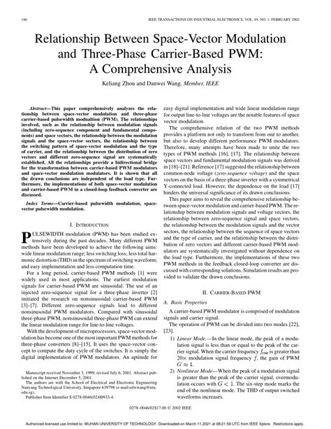 Pdf Relationship Between Space Vector Modulation And Three Phase