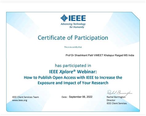 Prof Dr Shashikant Patil On Linkedin Ieee Xplore Certificate Of