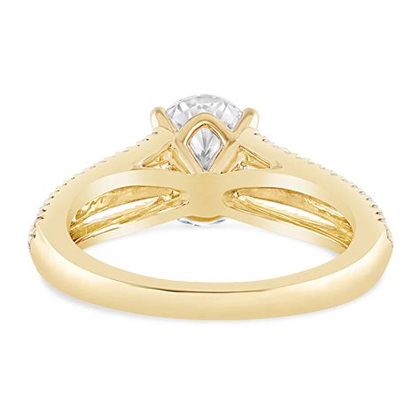14k Triple Split Shank Oval Lab Grown Diamond Engagement Ring