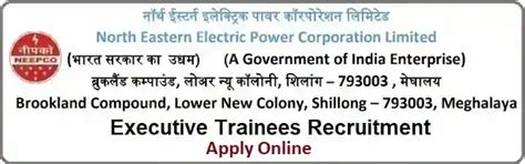 Neepco Executive Trainee Vacancy Recruitment 2024