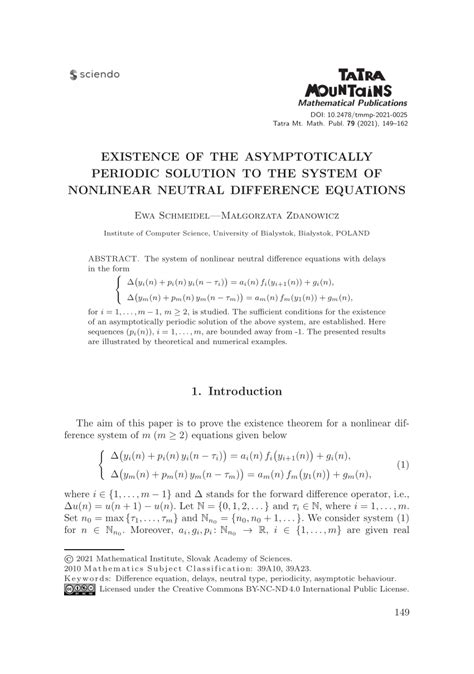 Pdf Existence Of The Asymptotically Periodic Solution To The System Of Nonlinear Neutral