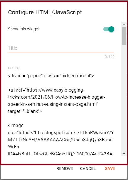 How To Add Responsive Pop Up Images With Link In Blogger