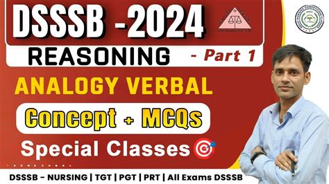 Dsssb Reasoning Analogy Verbal Concepts Mcqs Marathon Class Dncc Delhi Dsssb