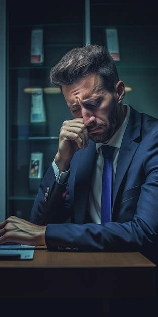 Premium Photo Generative Ai Frustrated Business Man Talking On The Phone Businessman Lost Is