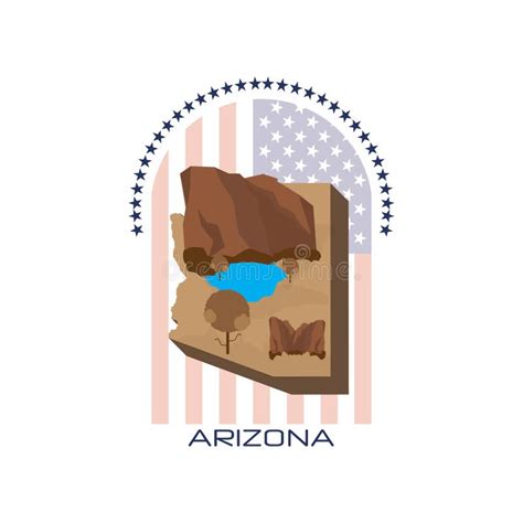 Map Of Arizona State Vector Illustration Decorative Design Stock