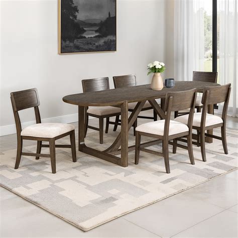 Vellara Dark Walnut Wood Top Dining Room Set Furniture Of America