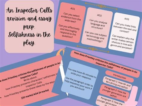 An Inspector Calls Revision And Essay Teaching Resources