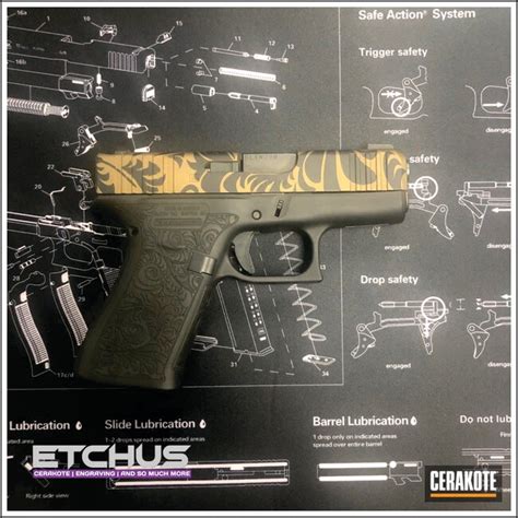Glock 43x Scroll Pattern Coated With Armor Black And Burnt Bronze