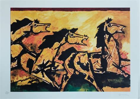 Mf Husain Iqbal Series Serigraph On Paper By Modern Artist Mf