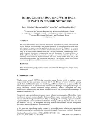 Intra Cluster Routing With Backup Pdf