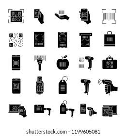 Barcodes Glyph Icons Set Linear Matrix Stock Vector Royalty Free