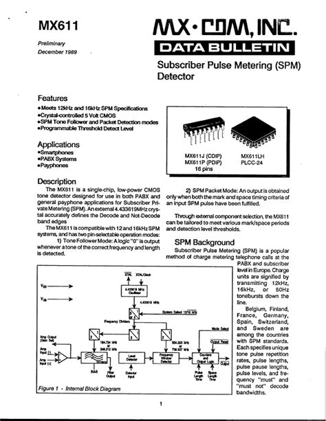 Mx611 Datasheet Spm Detector Distributor And Price Cml