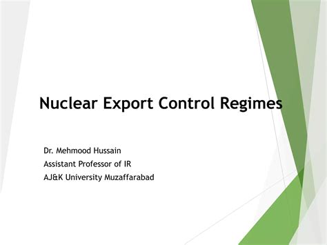 Nuclear Export Control Regimes PPT