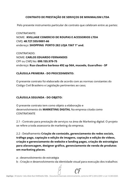 Zapsign Documento Assinado Eletronicamente Conforme Mp 2200 22001